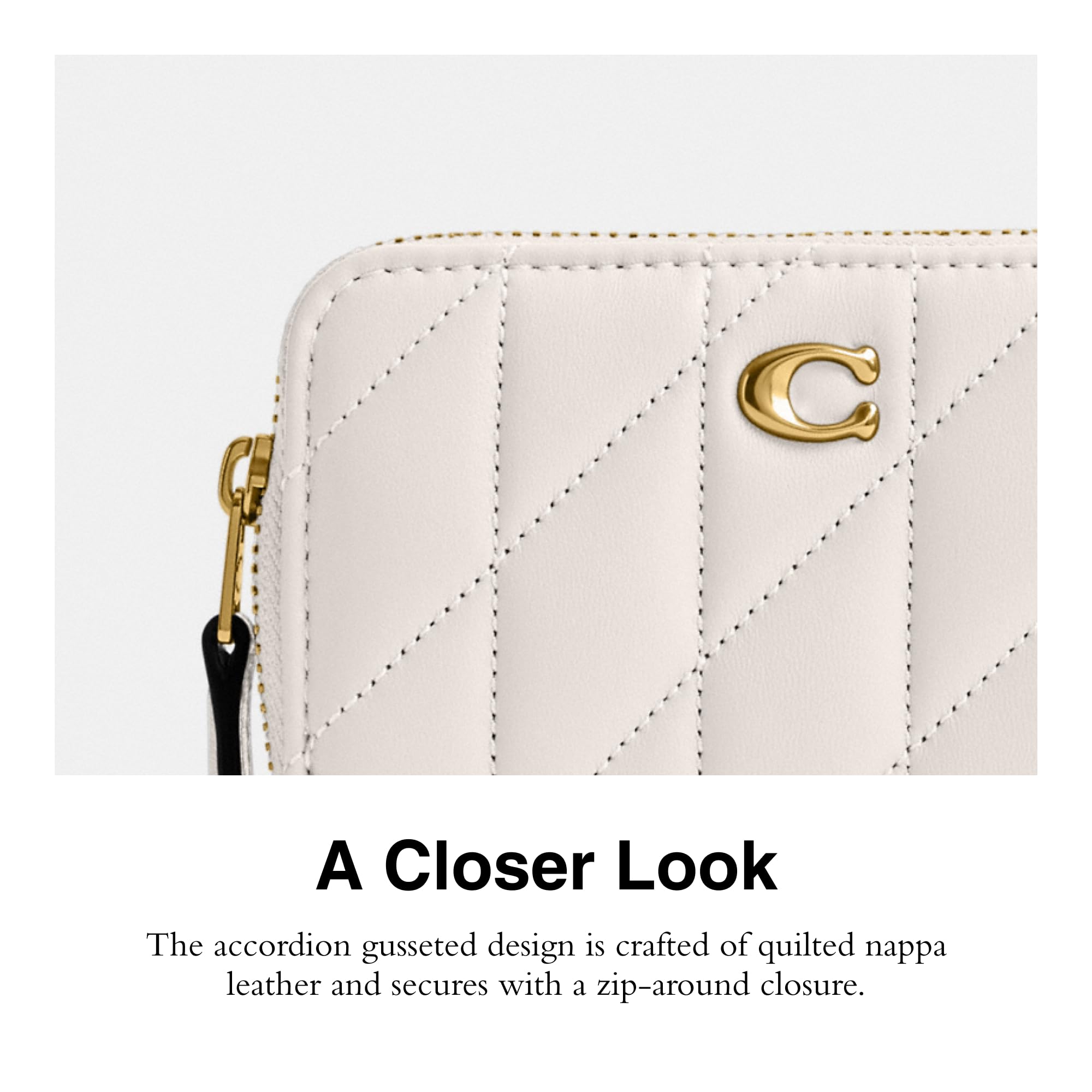 Coach Small Zip Around Card Case, Chalk