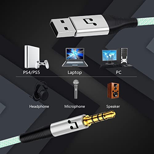 Muchfox USB to 3.5mm Audio Jack Adapter,6.6FT USB 3.0 to 3.5mm AUX Stereo Audio Cord,Compatibility with Laptop, Speaker, Support Windows,【Not Applicable to Charging and MP3, Truck, TV USB Ports 】