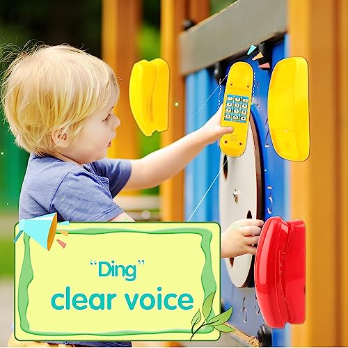 Haconba 2 Pack Swingset Phone Toys Playground Swing Set Telephone Plastic Pretend Play Telephone with Numeric Key for Kids Outdoor Playground Treehouse Accessories (Yellow, Red)