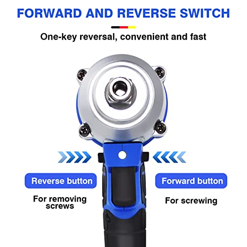 Cordless Impact Wrench 1/2 inch,420N.m Max Torque, Brushless Power Impact Gun, 6.0Ah Li-ion Battery with Fast Charger, 4Pcs Sockets, Electric Impact Driver for Car Home