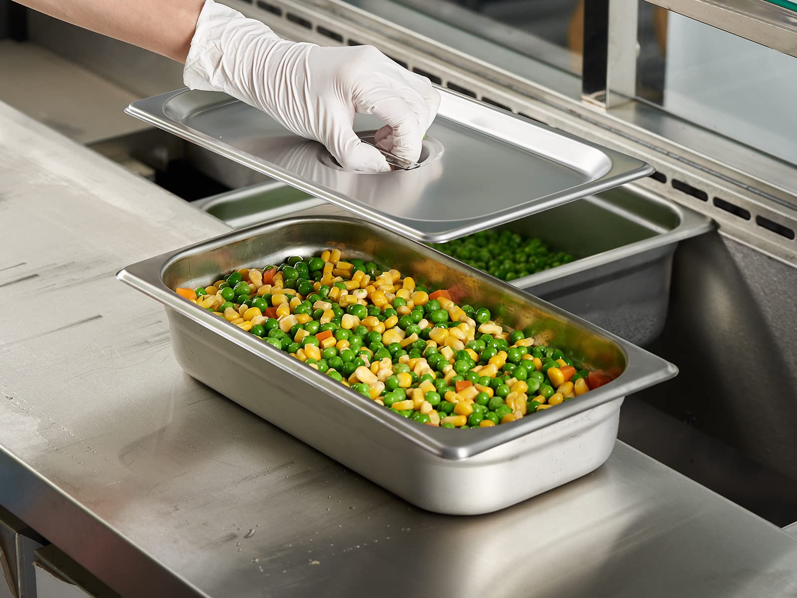 CURTA 6 Pack Anti-Jam Slotted Hotel Pans with Lids, 1/3 Size 2 1/2 Inch Deep, NSF Commercial 18/8 Stainless Steel Chafing Steam Table Food Pan with Covers