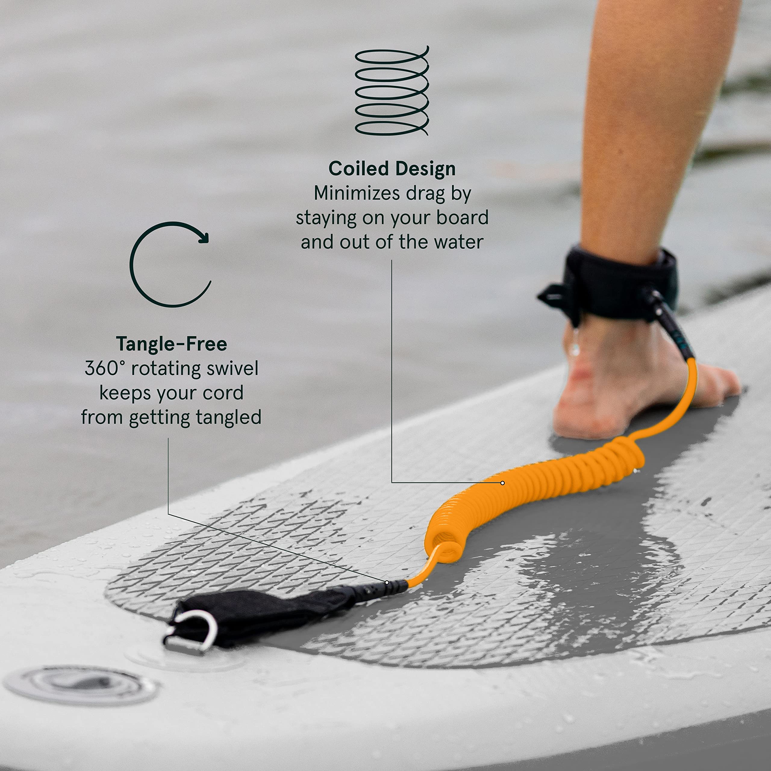 Retrospec Weekender 10' Paddle Board Safety Leash, Coiled for Stand Up Paddleboards