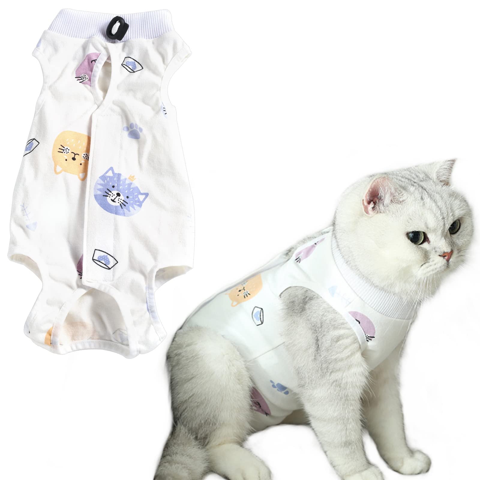 HACRAHO Pet Recovery Suit, 1 PCS Cat Surgical Recovery Suit Breathable E-Collar Alternative for Cats and Dogs, Chest Girth 14.96-18.11"