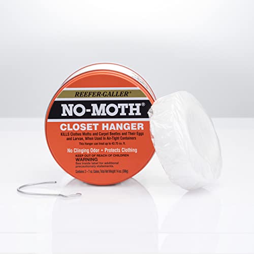 Reefer-Galler NO MOTH Closet Hanger, Kills Clothes Moths, Carpet Beetles, Eggs & Larvae, 3 Pack