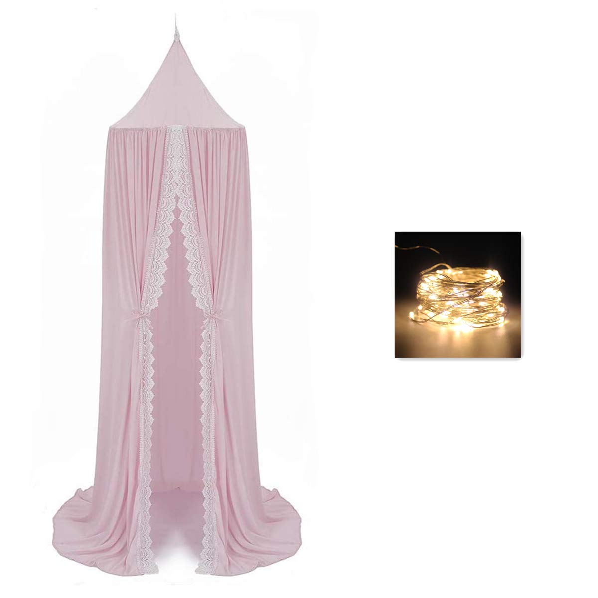 Bed Canopy Round Dome,Mosquito Net,Crib Canopy Bed Canopy for Kidâs Reading Room,Nursery Decorations,Bedroom Decoration (Pink)