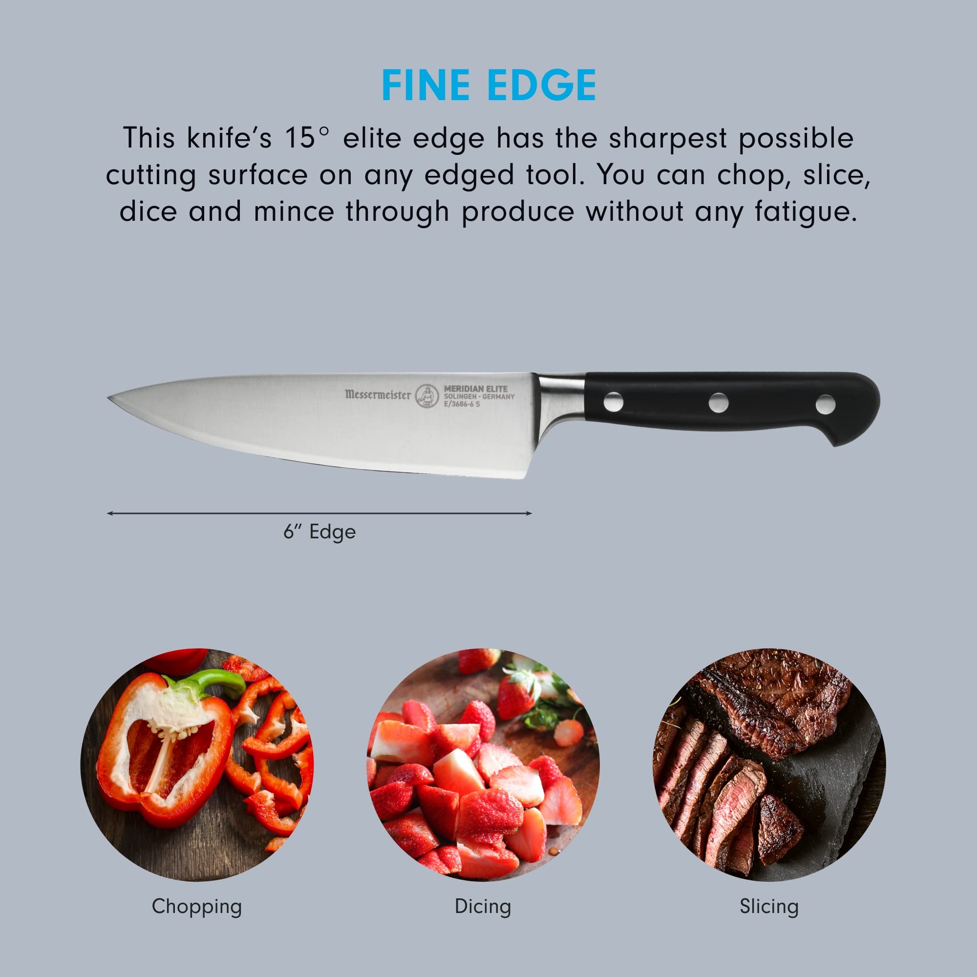 Messermeister Meridian Elite 6-Inch Kullenschliff Chefs Knife