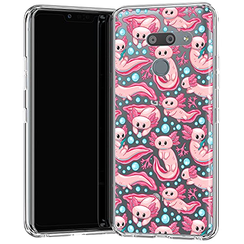 Slim TPU Phone Case Compatible with LG Velvet V60 V50 ThinQ 5G V40 V35 V30 Plus G7 G6 Ocean Axolotl Cute Soft Salamander Lightweight Lizard Clear Flexible Pink Silicone Sea Shockproof Cover