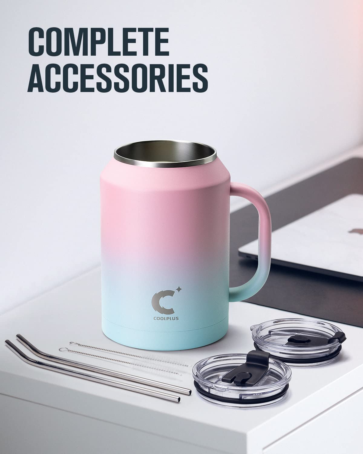 Coolplus Tumbler with Handle 50 oz Mug, Large Stainless Steel Travel Insulated Water Cup with 2-in-1 Lid and Straw, Double Wall Metal Keep Cold 36 hrs, Sweet Proof BPA-Free,Sweet Candy