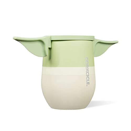 Corkcicle Star Wars Baby Yoda Grogu Stemless Wine Beverage Tumbler, Triple Insulated Stainless Steel, Easy Grip, Non-slip Bottom, Keeps Beverages Chilled for 9 Hours, Reusable Cup with Lid, 12 oz
