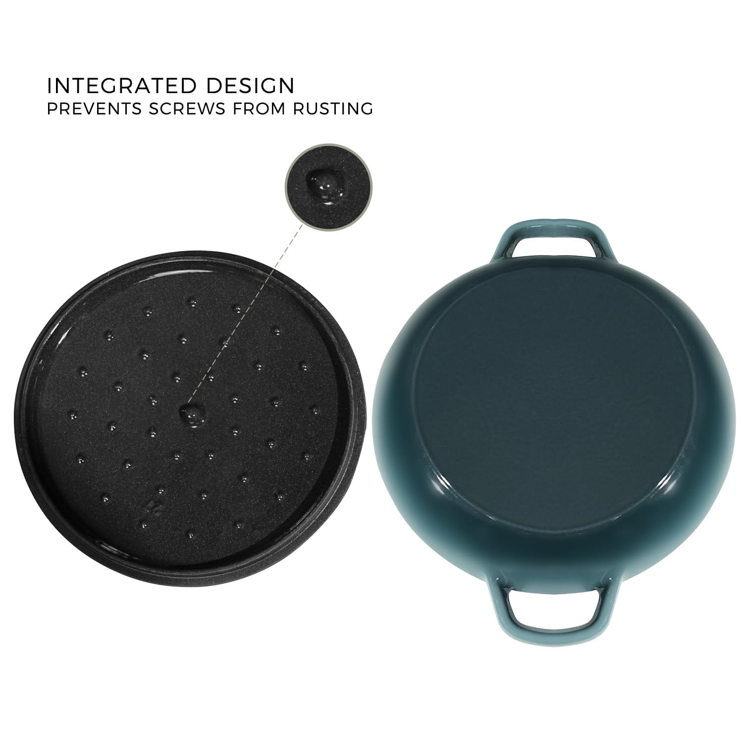 Flavehc Braiser Enameled Cast Iron Braiser 2.25 qt Braiser Pan with Lid Slateblue Shallow Cast Iron Casserole Braiser Pan with Handels