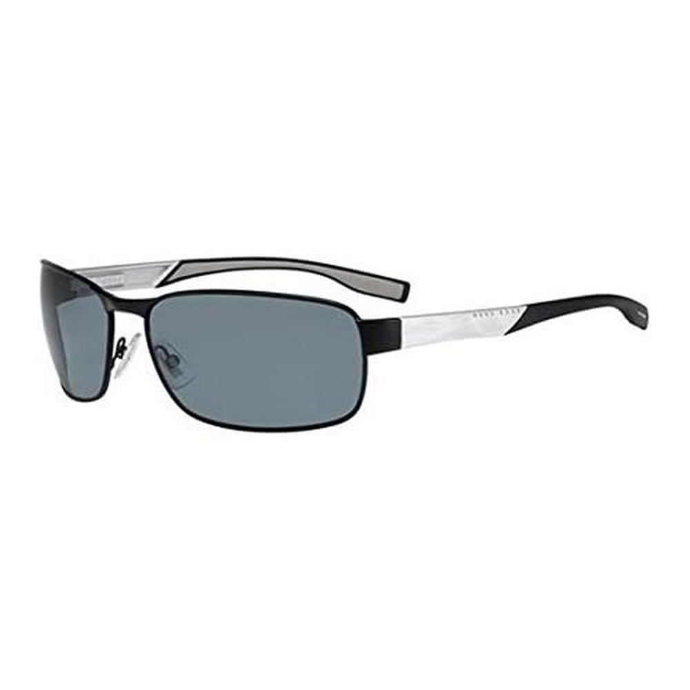 BOSS by Hugo Boss Sunglasses (Safilo Group) Men's 0569/P/S Polarized Rectangular Sunglasses, Matte Black, 65 mm