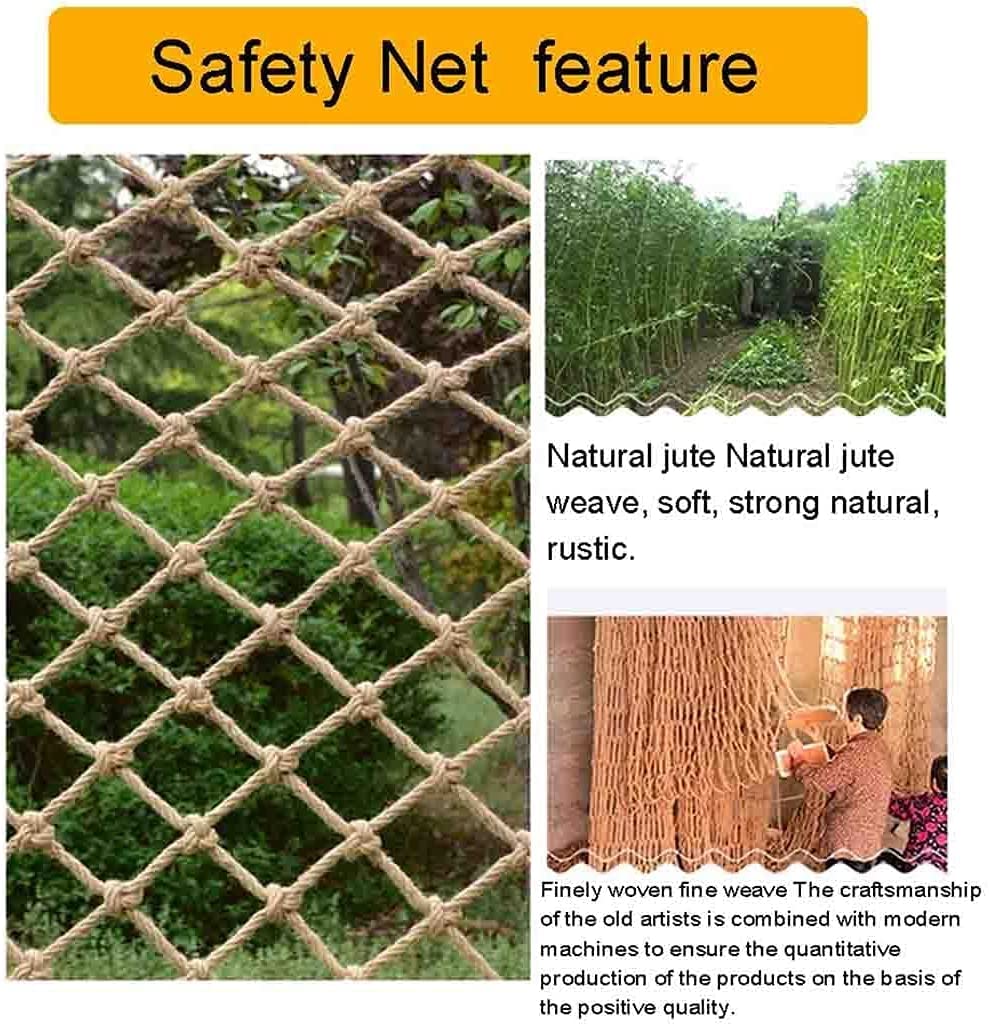 Child Safety Net Heavy Duty Natural Thick Jute String Hemp Rope Decorations Nets Plant Climbing Decorative Netting Patios and Railing Stairs Netting Bar Decoration net 12mm*15cm(Si