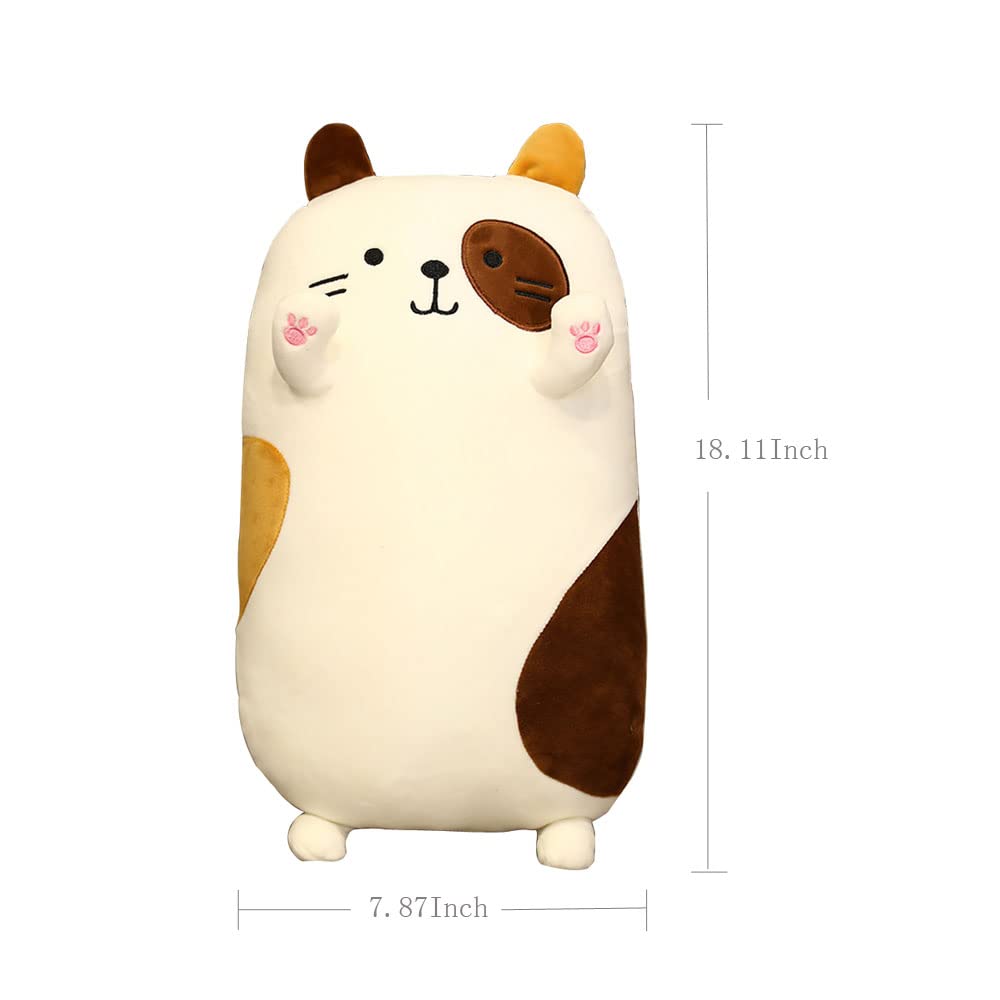 Cartoon Calico Cat Plush Pillow, Kitten Stuffed Animal Body Throw Pillow, Kitty Hugging Sleeping Pillow Toy