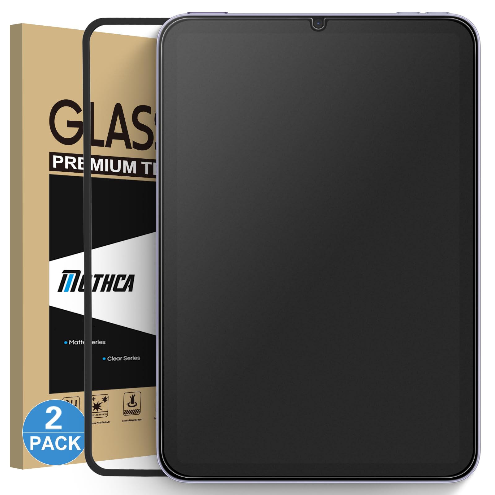 Mothca 2 Pack Matte Glass Screen Protector for iPad Mini 8.3” A17 Pro (2024) & Mini 6 (2021) with Alignment Frame, Anti-Glare & Anti-Fingerprint Tempered Glass Film for iPad Mini 7/6, Smooth as Silk