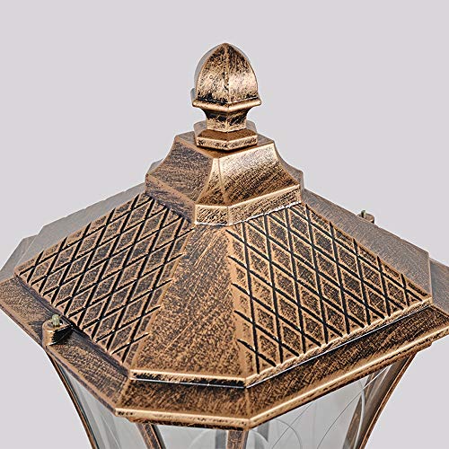 ZZYJYALG European Outdoor Basic Pedestal Post Light Bronze Waterproof Garden Villa Garden Lights Home Retro Traditional Lantern Door Column Gate Wall Pillar Lamp