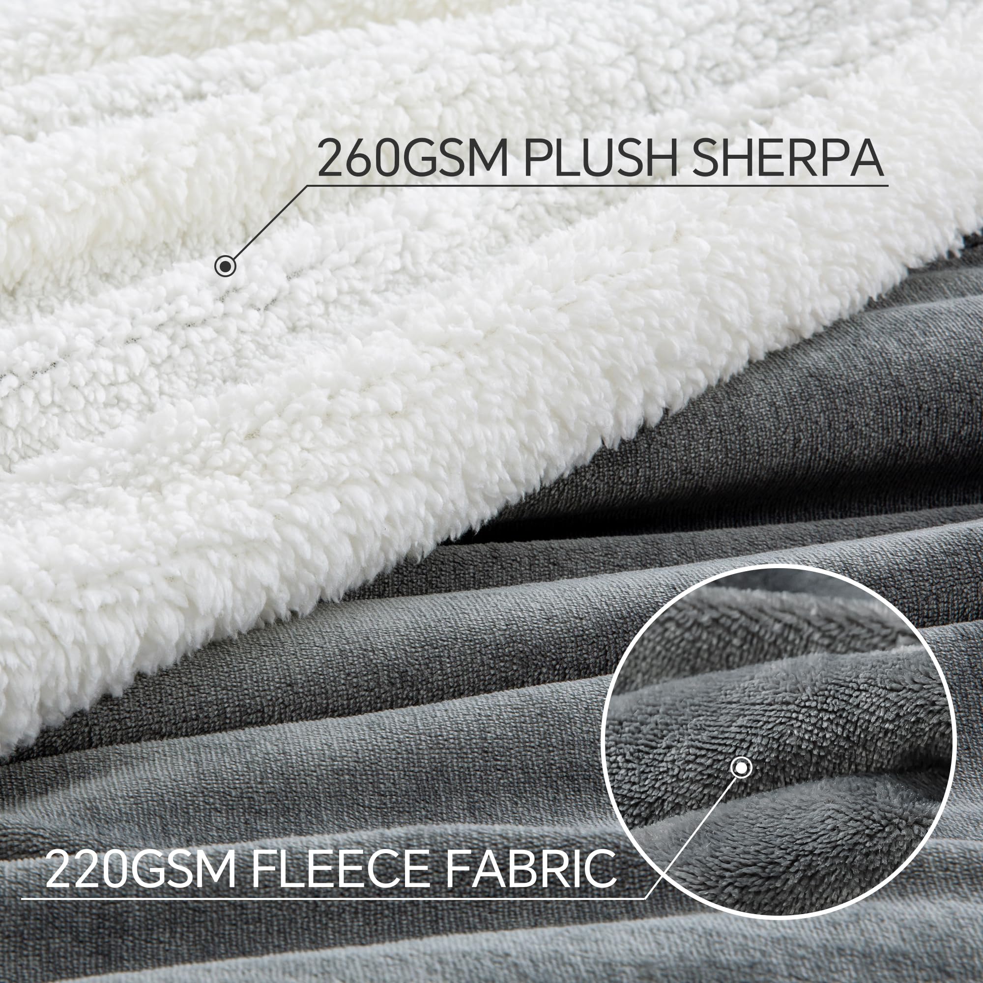 BEDELITE Sherpa Fleece Blanket Twin Size, Thick Warm Blankets for Winter, Reversible Soft & Cozy Fuzzy Blanket for Couch and Bed (Grey, 60" X 80")