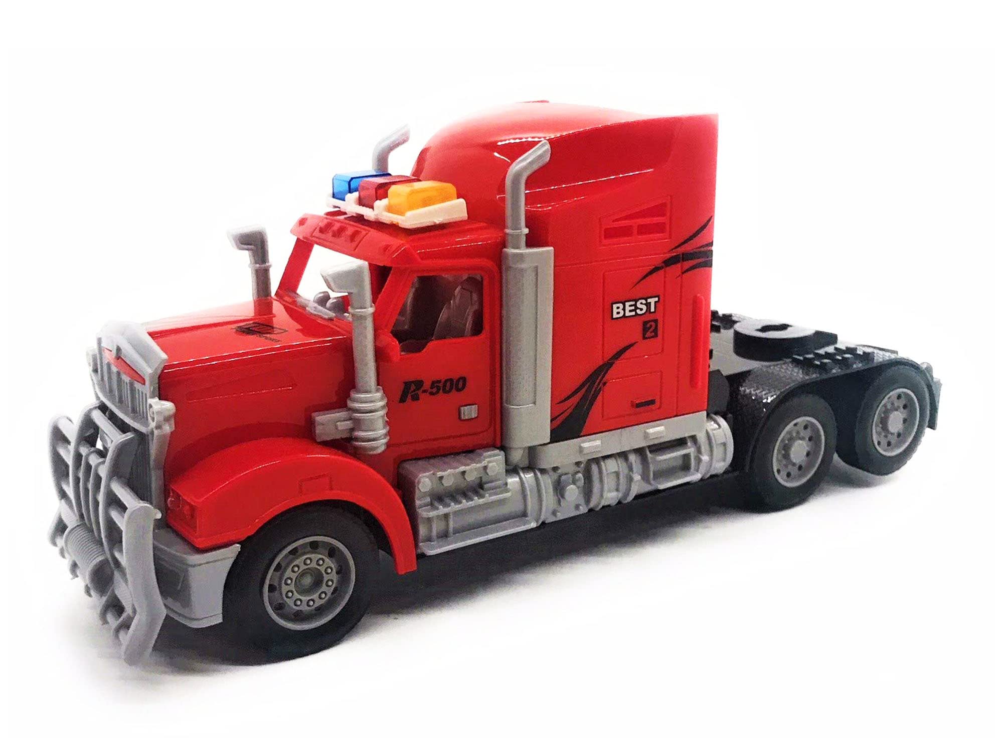 Children's Fun Interactive Battery Operated Lights & Sounds Semi Truck Trailer 23" Transporter Big Rig Super Duty Hauler - Red