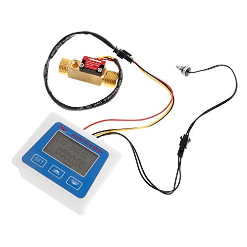 Digital Flow Meter Water Flowmeter Temperature Time Record with G1/2 Flow Sensor