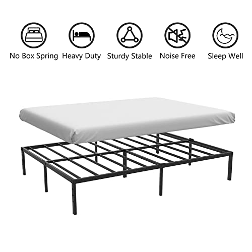 LIJQCI 18 Inch Full Size Bed Frame No Box Spring Needed, Heavy Duty Metal Platform Bed Frame Full 3000 lbs, Easy Assemble and Non-Slip Mattress Foundation, Black