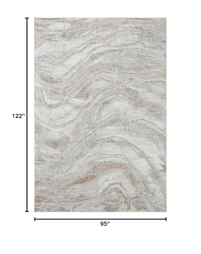GLORY RUGS Abstract Area Rug Modern Contemporary Faded Soft for Living Room Dining Room Bedroom Home and Office (108CreamGold, 8x10)