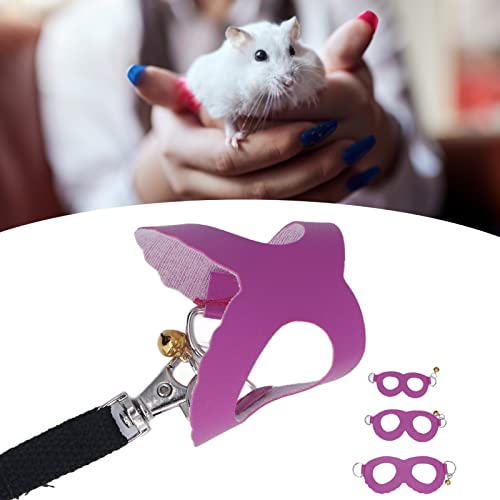 Hamster Harness Vest and Leash Set No Pulling Comfort Padded Vest Guinea Pig Striped Harness for Guinea Pigs, Hamster, Ferret, Chinchilla Purple