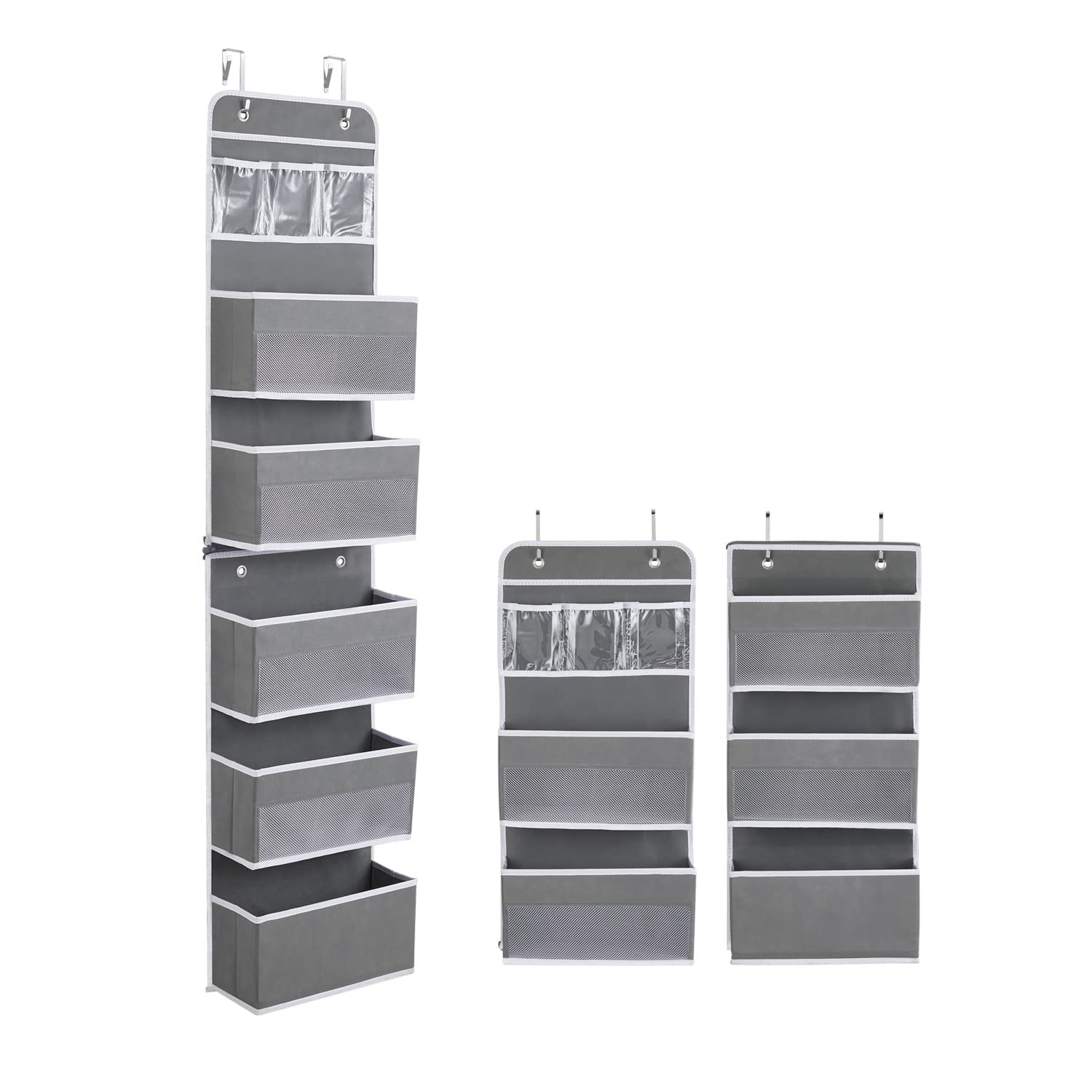 Bedor 1 Pack 6-Shelf Over The Door Hanging Organizer, Hanging Storage with Clear Plastic Pockets, Large Capacity Door Organizer for Closet, Bedroom, Nursery, Bathroom and Sundries
