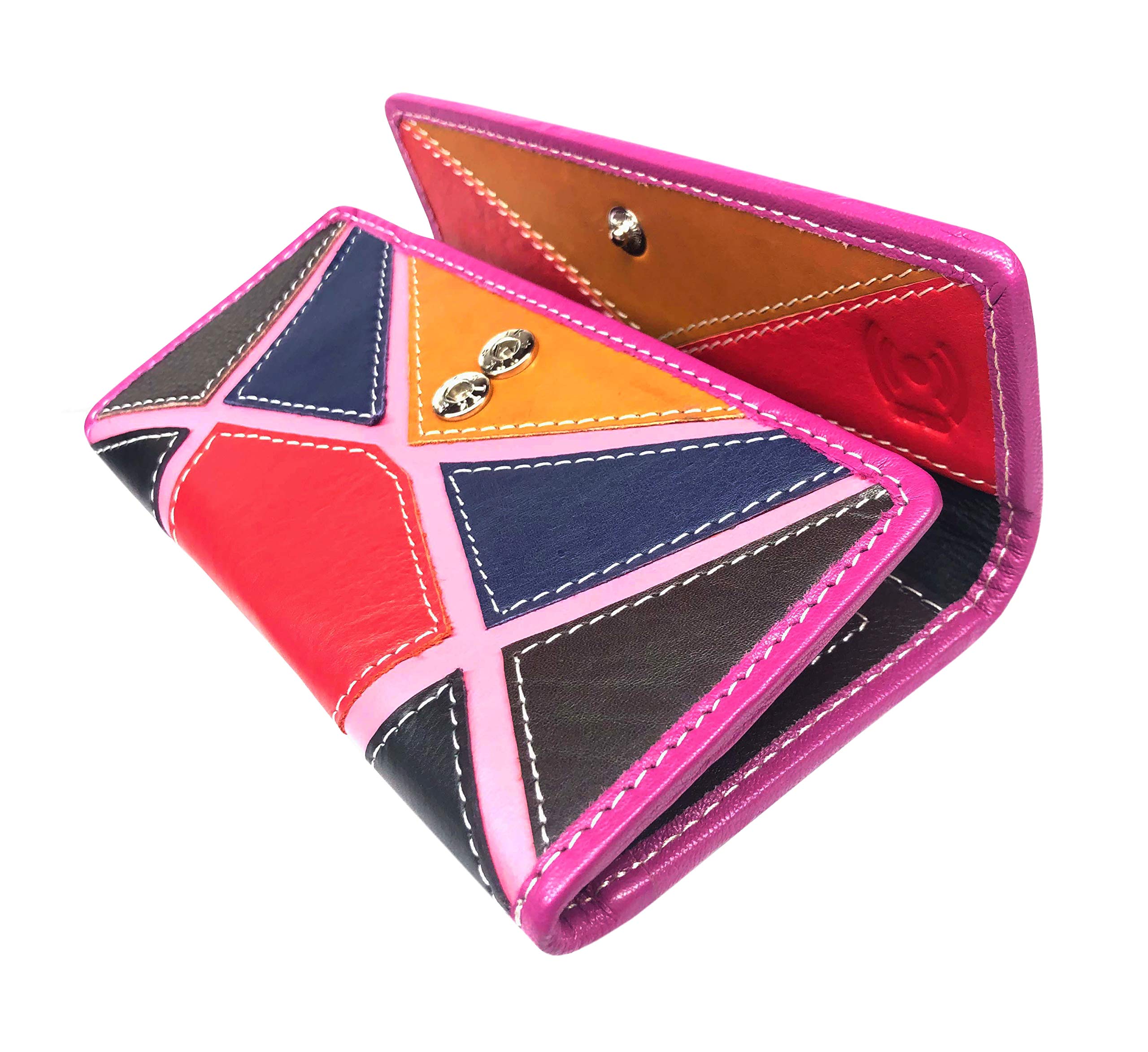 Leather Book® RFID LW-1807 Love Angles Ladies Clutch | 7” wide and Slim Ladies Wallet | 6 Card Slots | 3 card window | Three slides pockets | Malty Color Real Leather