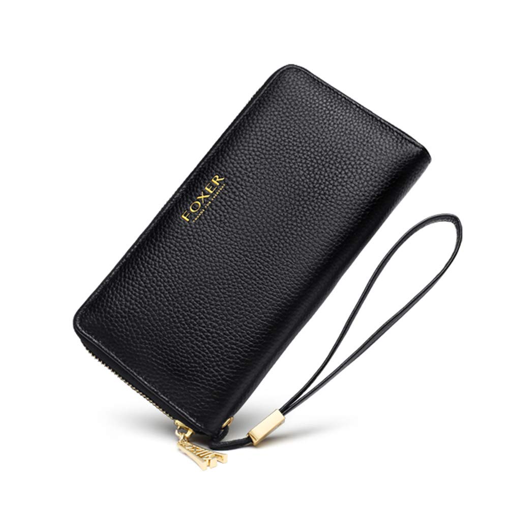 Leather Wallets for Women, Genuine Leather RFID Blocking Gift Box Packaging, Black, One Size