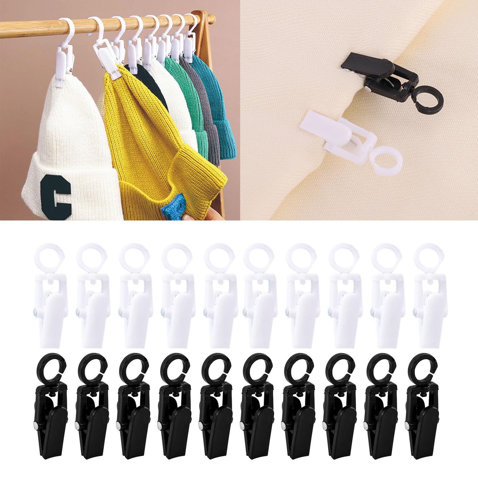 Eibhbuyey 10 Pieces Hanging Laundry Hooks Clip Hanging Towel Clips Strong Clips with Hanger Hook for Curtain