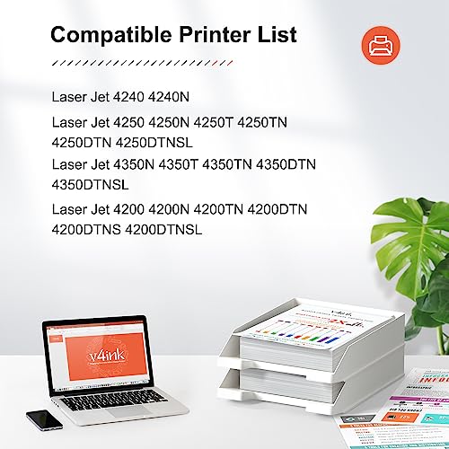 v4ink Compatible Toner Cartridge Replacement for 42A Q5942A 38A Q1338A (1-Pack, Black) Work with Laser Jet 4200 4240 4250 4350 Series Printer