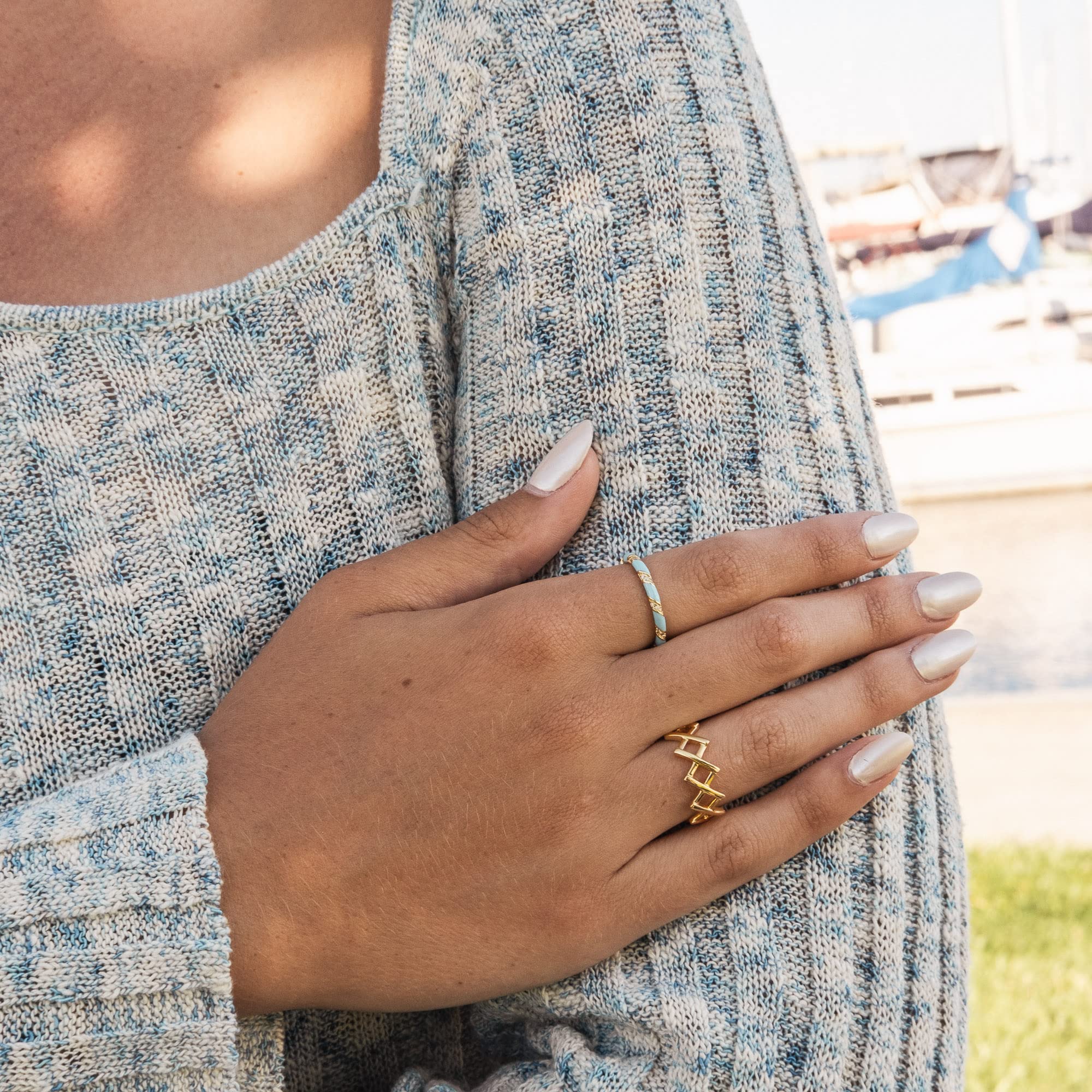 BLOSSOM & HUE Wide Woven Ring | 18kt Gold Over Sterling Crisscross Ring | X Band | Size 8