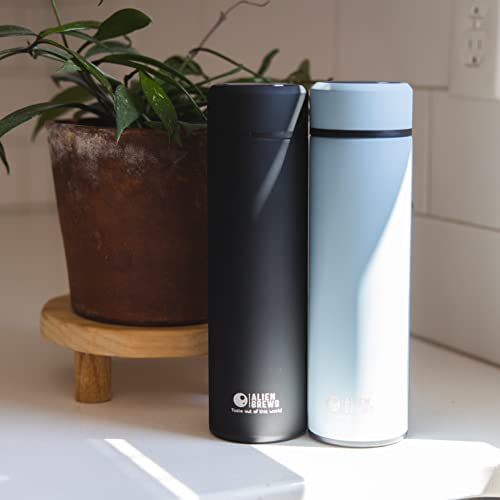 Smart Travel Mug with LCD Touch Screen (Space Black) Smart Water Bottle with LED Temperature Display - Tea Infuser - Travel Coffee Mug-17oz Insulated Water Bottle - Flask for hot and cold drinks