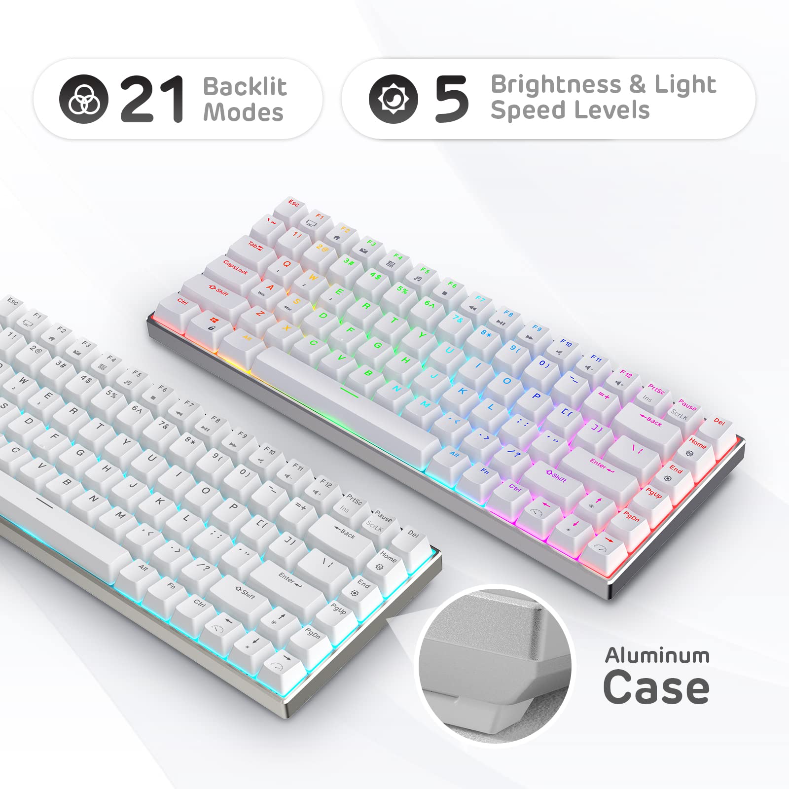 RK ROYAL KLUDGE RK84 Pro RGB 75% Triple Mode BT5.0/2.4G/USB-C Hot Swappable Mechanical Keyboard, 84 Keys Wireless Gaming Keyboard with Aluminum Frame, Tactile Brown Switch