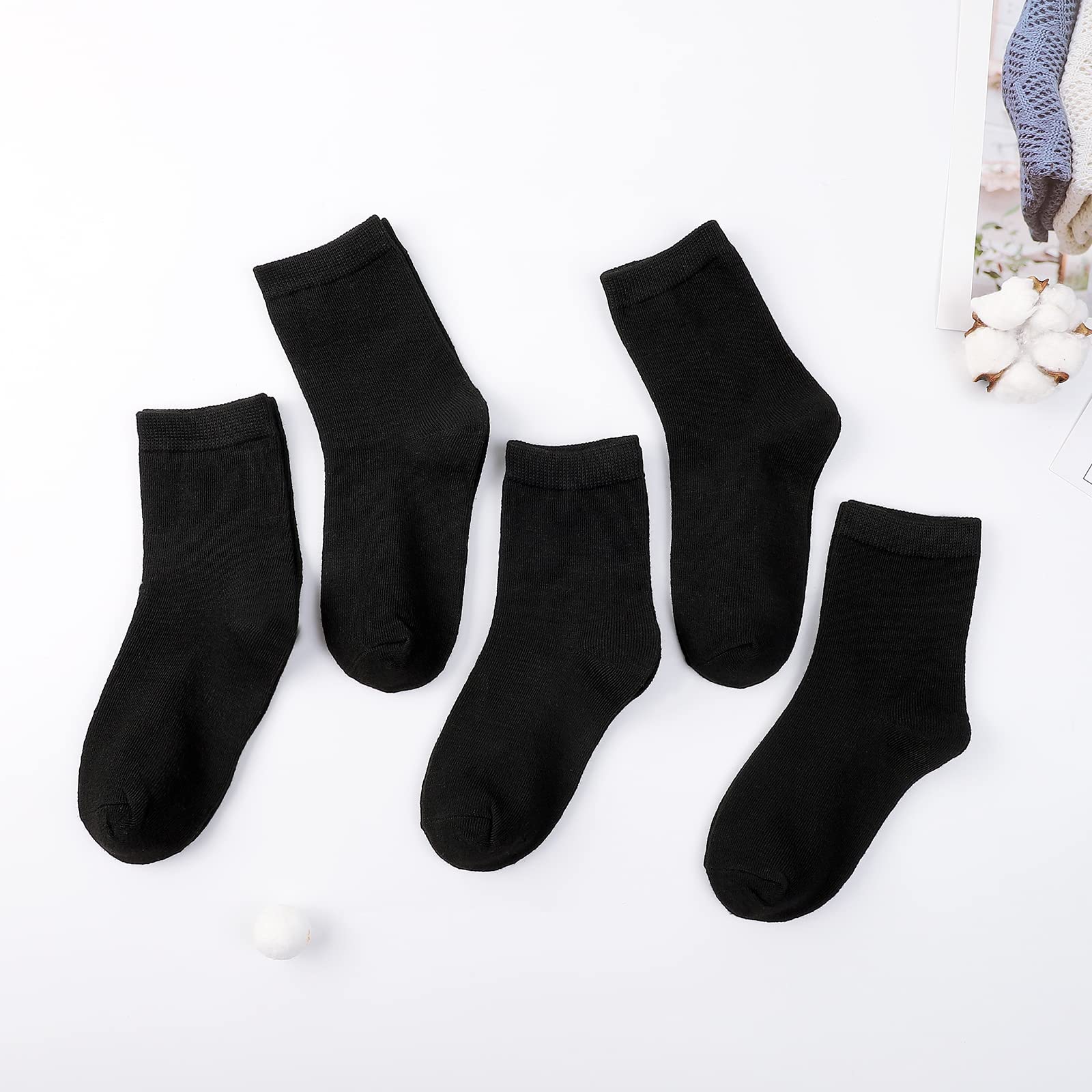 BOOPH 15 Pack Boys Girls Crew Socks Kids Athletic Ankle Socks Multi3 10-14 Years