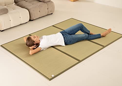 MustMat Tatami Mat Rush Grass Tatami Mattress Japanese Traditional Foldable (Full_xl-55"x82")