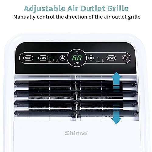 Shinco 8,000 BTU Portable Air Conditioner, Portable AC Unit with Built-in Cool, Dehumidifier & Fan Modes for Room up to 200 sq.ft, Room Air Conditioner with Remote Control, Installation Kit