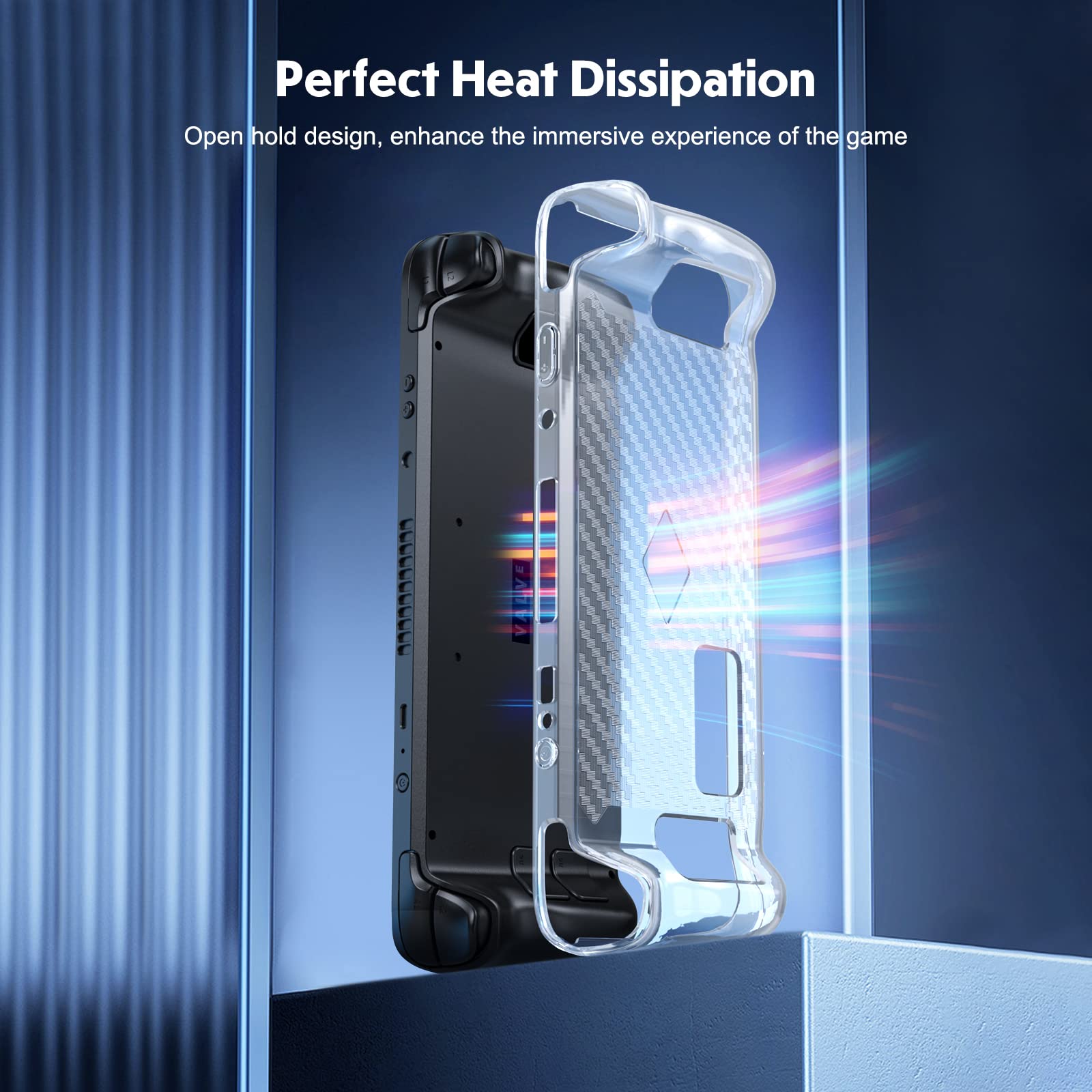 Case for Steam Deck, SENQAO Clear Case for Steam Deck, TPU Cover Protector with Full Protection, Shock-Absorption, Non-Slip Anti-Scratch Ergonomic Design, Soft Case Steam Desk Accessories