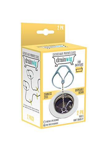 DrainWig 1739A12-AMZ Disposable Hair Catcher for Tubs Bathtub, Gray, 2 Count