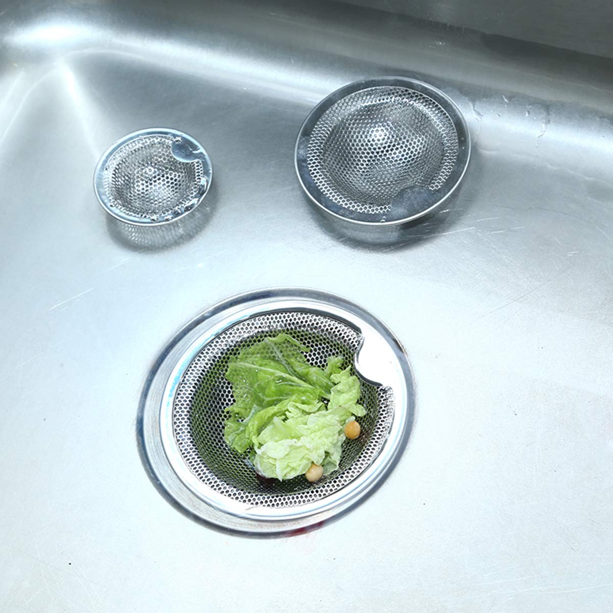 Fayonnir Stainless Steel Drain Strainer, 2 Pieces Drain Strainer Perfect for Kitchen Sink, Strainer Shower, Bathtub, Available in Three Sizes (Large)