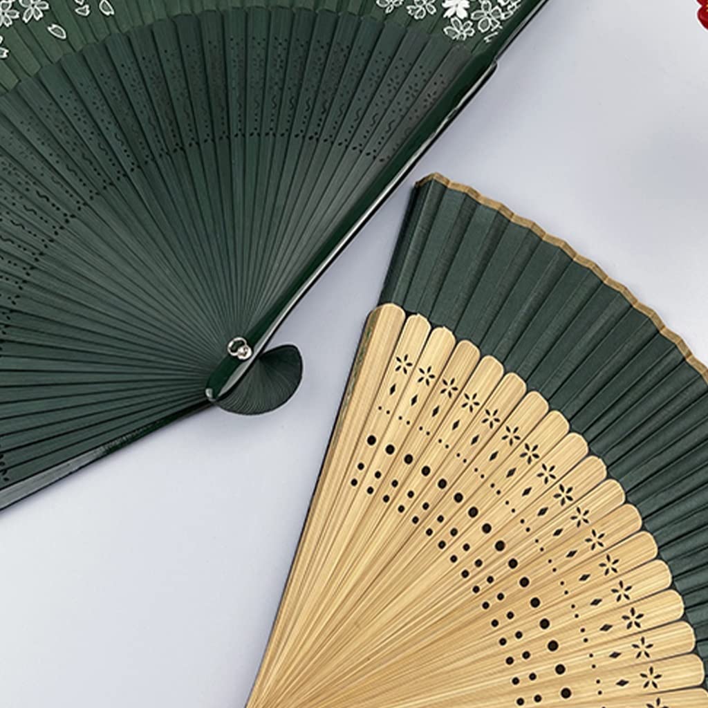 Chinese Fan Summer Folding Fan Women's Folding Small Fan Green Chinese Style Dance Platform for Festival Dance Gift (Color : 02)