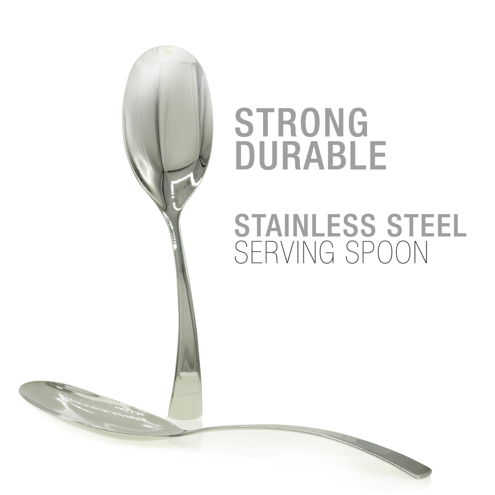 Large Buffet Serving Spoons - MIJIG Set of 2 Custom Designed Mirror-Polished Stainless-Steel Utensil Set for Homes, Hotels & Party Planners β Dinner Flatware Set with Exquisite Packaging
