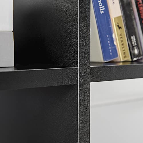Danya B. 3-Tier Rustic Hanging Wall Mount Floating Ladder Accent Shelf with Criss Cross Asymmetrical Modern Design (Black)