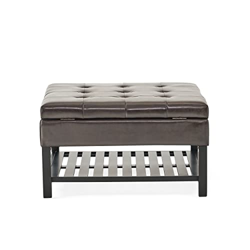 Christopher Knight Home Miriam Ottoman with Storage and Bottom Rack, Brown