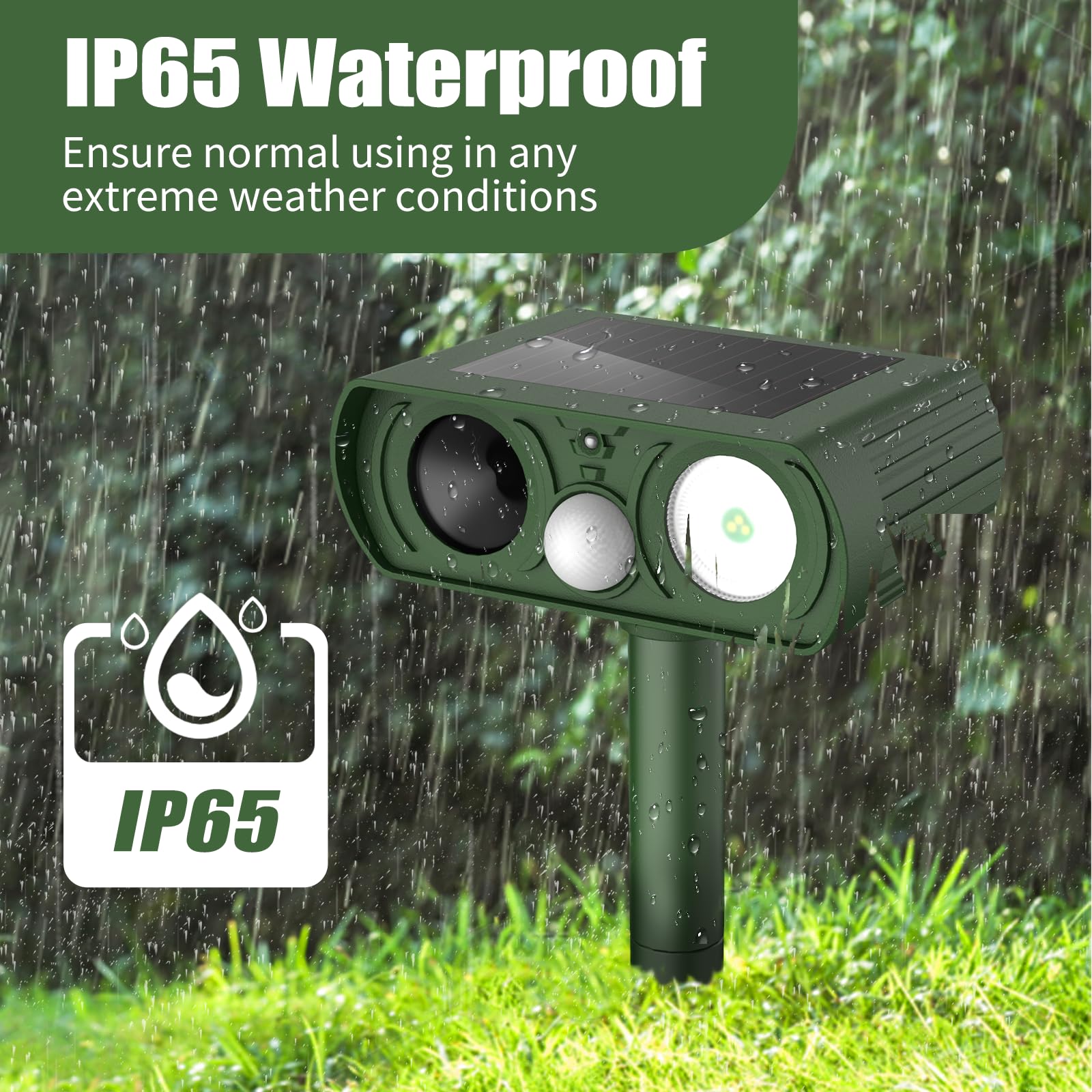 FEARLEFT Solar Ultrasonic Animal Repellent, Cat Raccoon Repellent Outdoor