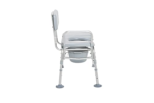 Drive Medical 12005KDC-1 Transfer Bench Commode Chair for Toilet with Padded Seat, Gray