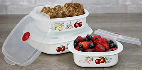 Reston Lloyd 6-Piece Microwave Cookware, Steamer, Storage Set Corelle Coordinates, 3, White