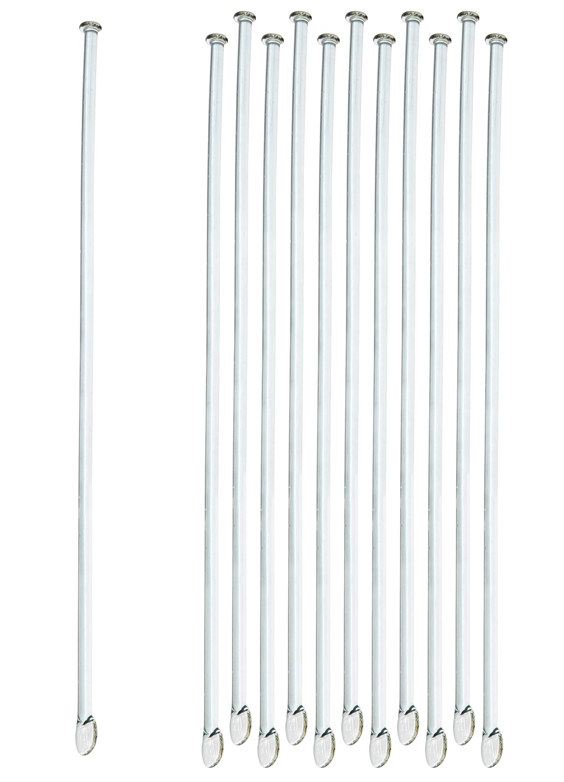 EISCO 10PK Glass Stirring Rods, 11.8" - Spade & Button Ends, 6mm Diameter - Excellent for Laboratory or Home Use - Borosilicate 3.3 Glass