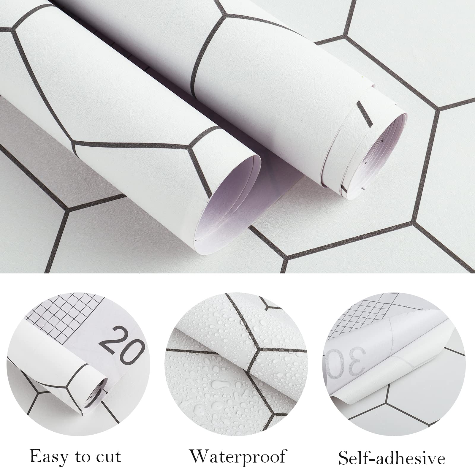 Fiula White Hexagon Wallpaper Peel and Stick Wallpaper Grey and White Wallpaper Removable Wallpaper White Trellis Wallpaper Vinyl Wallpaper 17.3βΓ78.7β