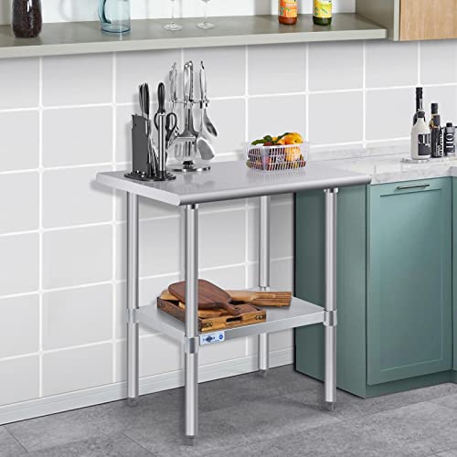 Profeeshaw Stainless Steel Prep Table NSF Commercial Work Table with Undershelf for Kitchen Restaurant 24×36 Inch