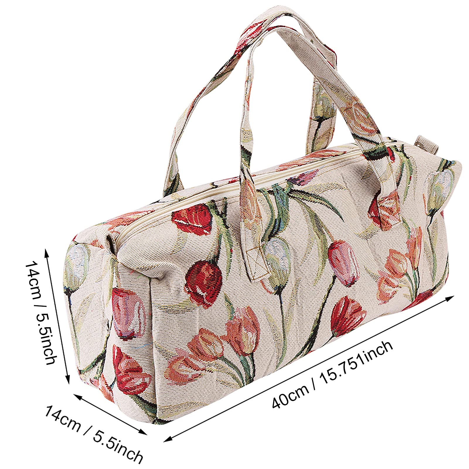 Large Fabric Knitting Needles Bag,Household Yarn Storage Tote Organizer Knitting Tools Storage Bag for Knitting Needles and Accessories(rose red)